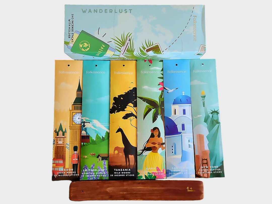 Folkessence Incense Sticks (WANDERLUST) - 240 Stick Pack - 12 Scents ...