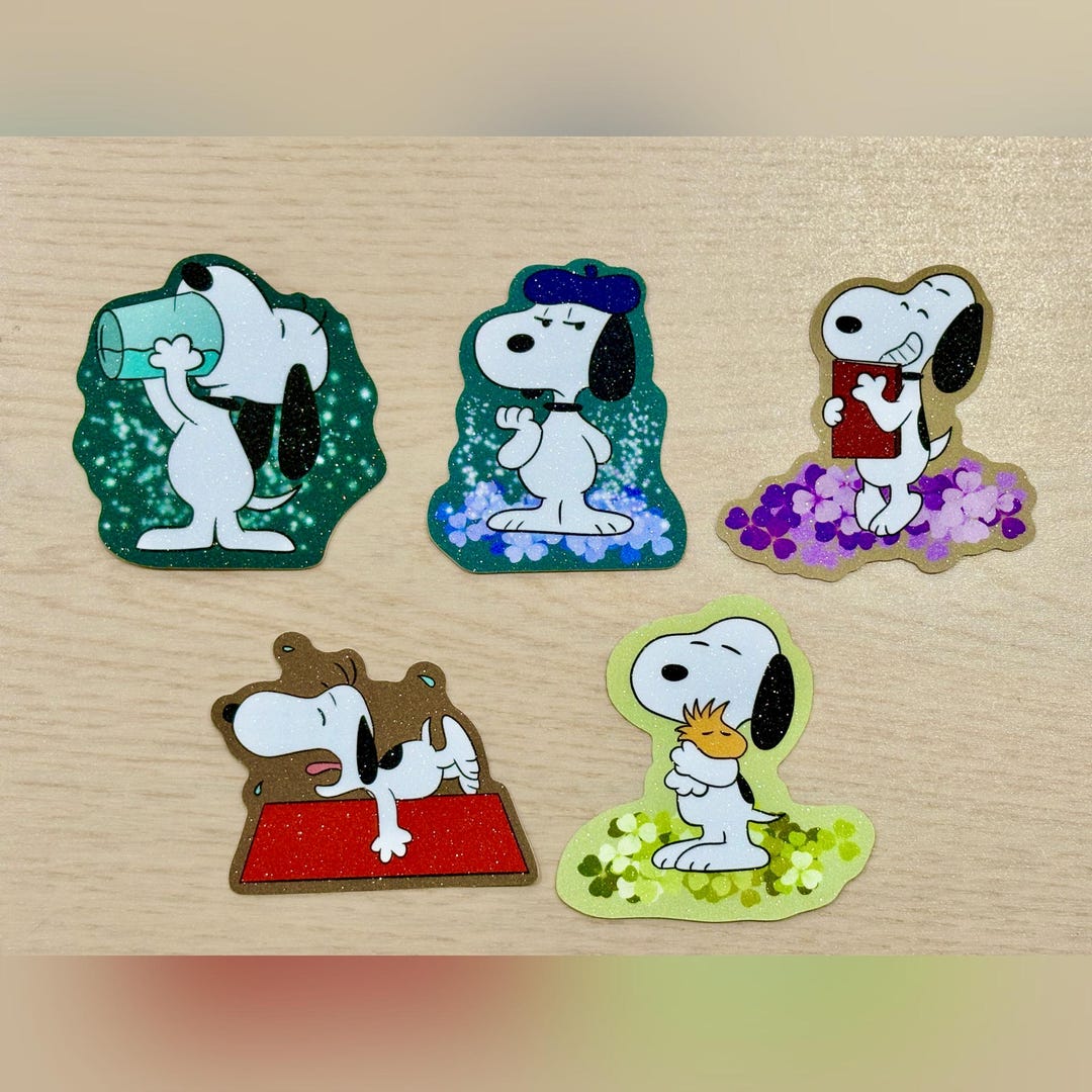 Snoopy Glitter Stickers: Frosted Matte Decals - Etsy
