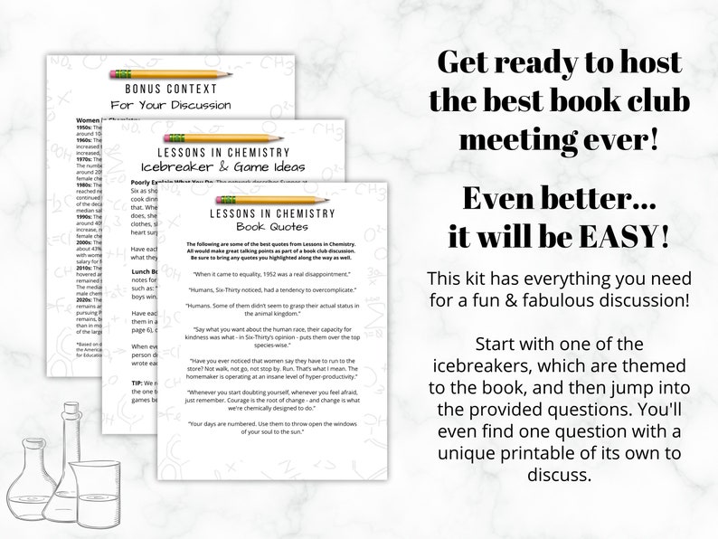 Lessons in Chemistry Book Club Guide - Etsy