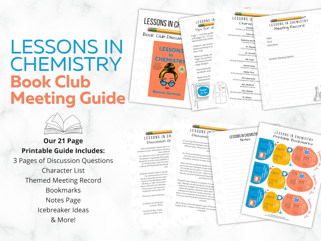 Lessons in Chemistry Book Club Guide - Etsy Lessons in Chemistry Book Club Guide - Etsy