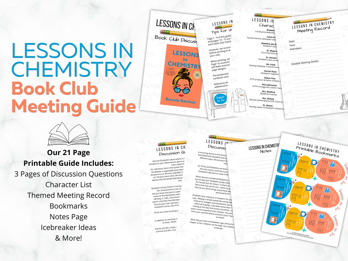 Lessons in Chemistry Book Club Guide - Etsy
