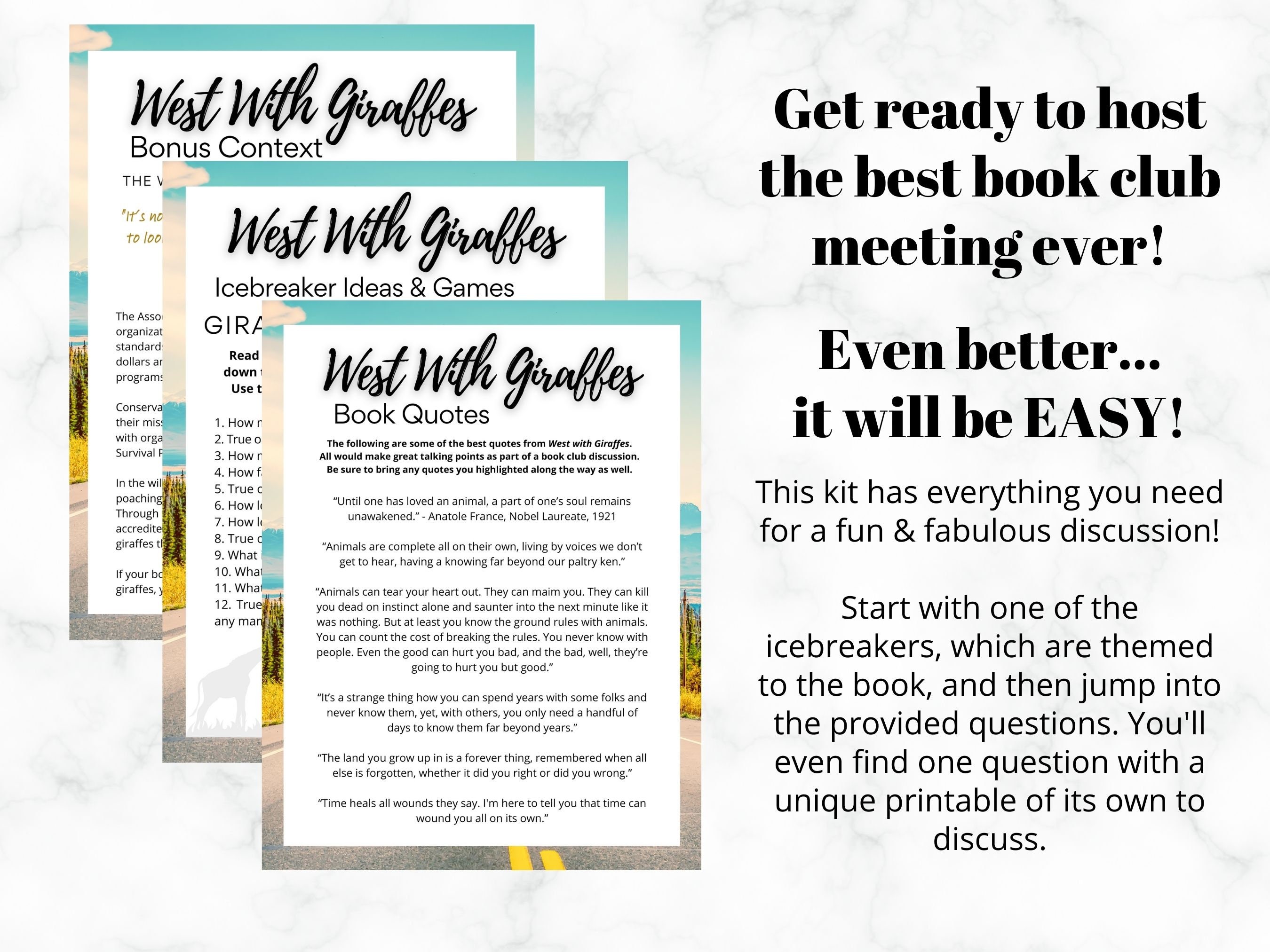 West With Giraffes Book Club Guide - Etsy