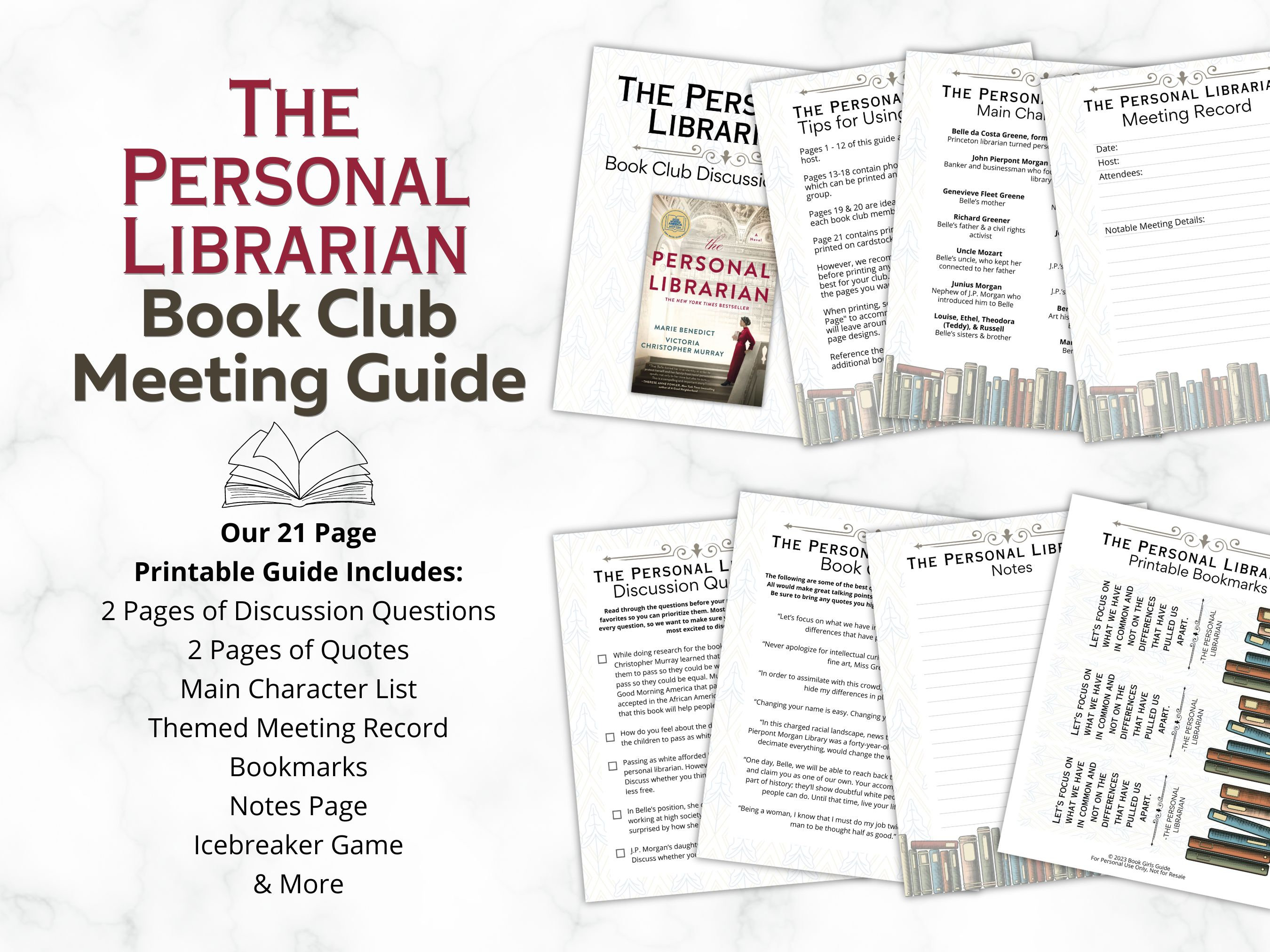 The Personal Librarian Book Club Guide - Etsy