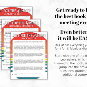 Just for the Summer Book Club Kit: Discussion Questions, Bookmarks ...