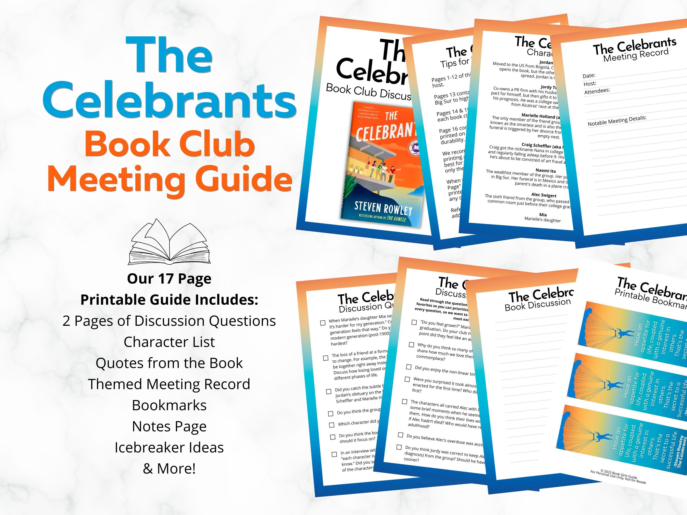 The Celebrants Book Club Guide - Etsy