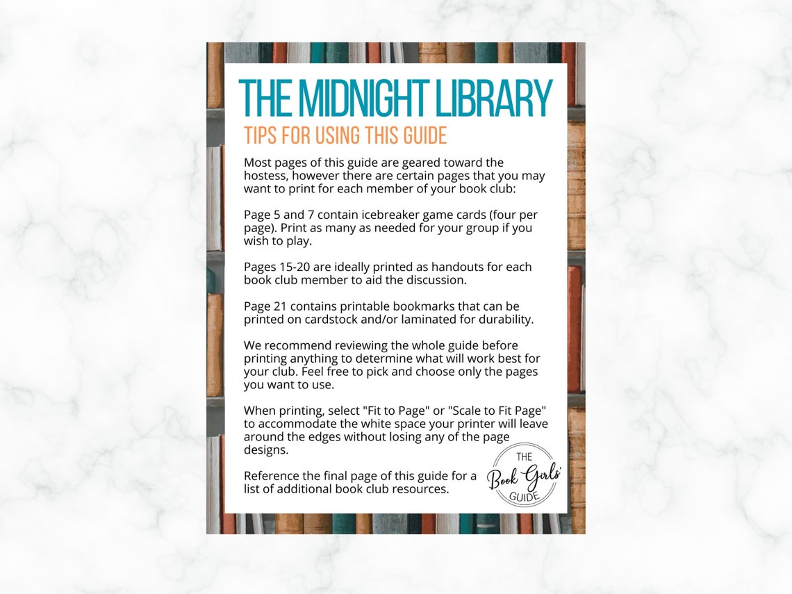 The Midnight Library Book Club Guide - Etsy