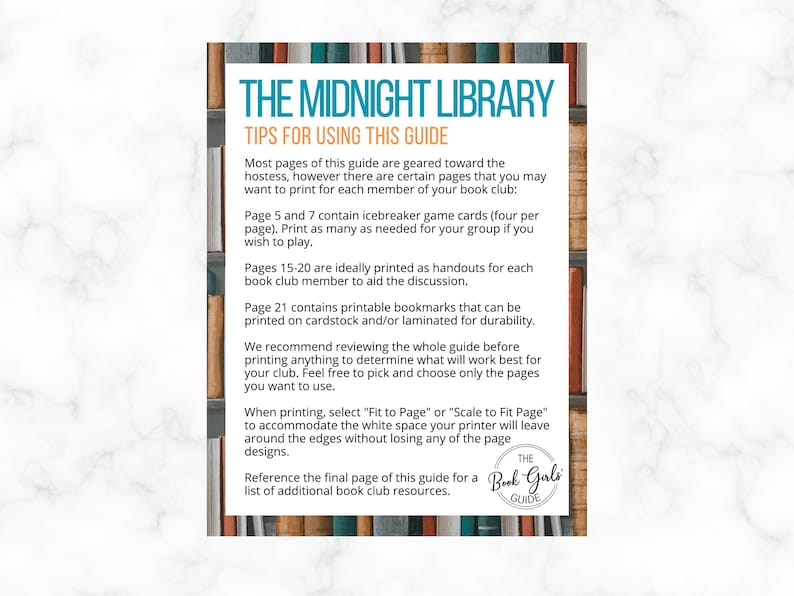 The Midnight Library Book Club Guide - Etsy