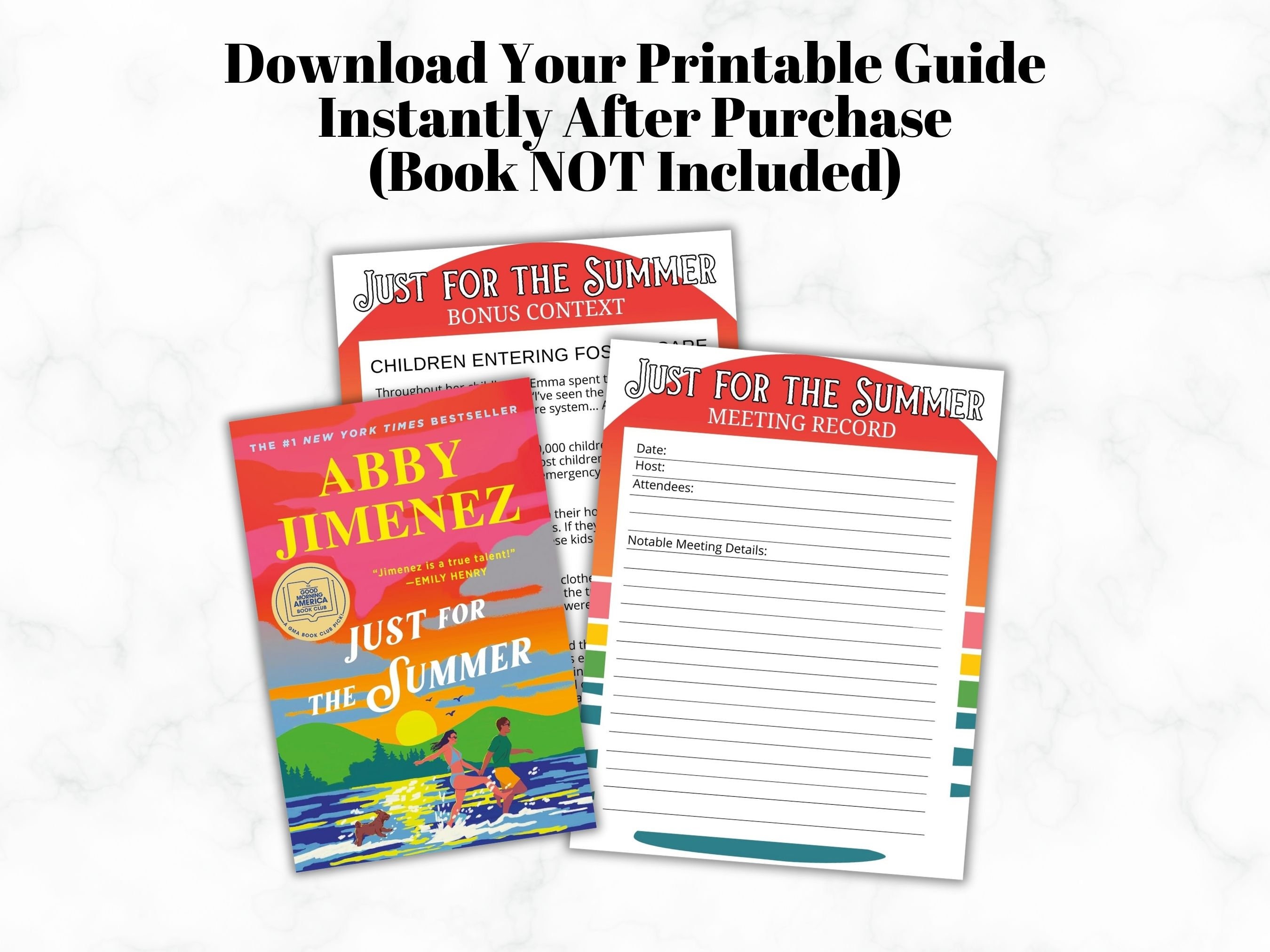 Just for the Summer Book Club Kit: Discussion Questions, Bookmarks ...
