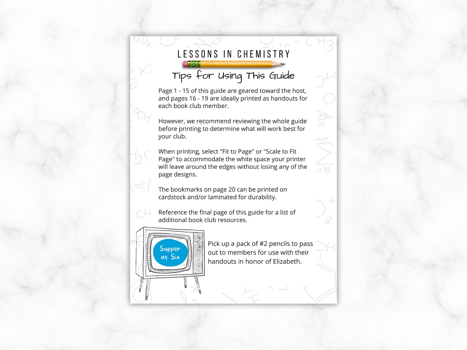 Lessons in Chemistry Book Club Guide - Etsy