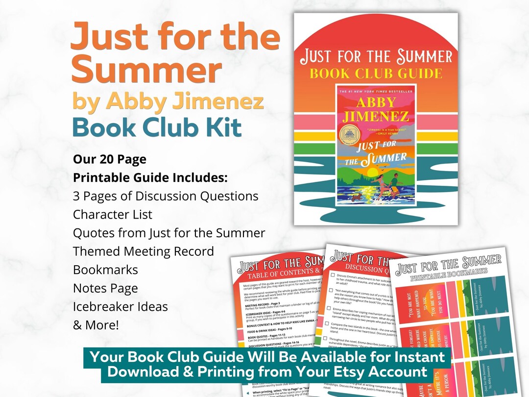 Just for the Summer Book Club Kit: Discussion Questions, Bookmarks ...