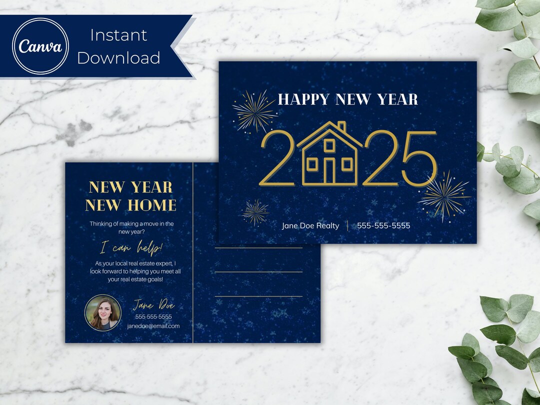 New Year Real Estate Postcard | Realtor Holiday Card | Real Estate ...