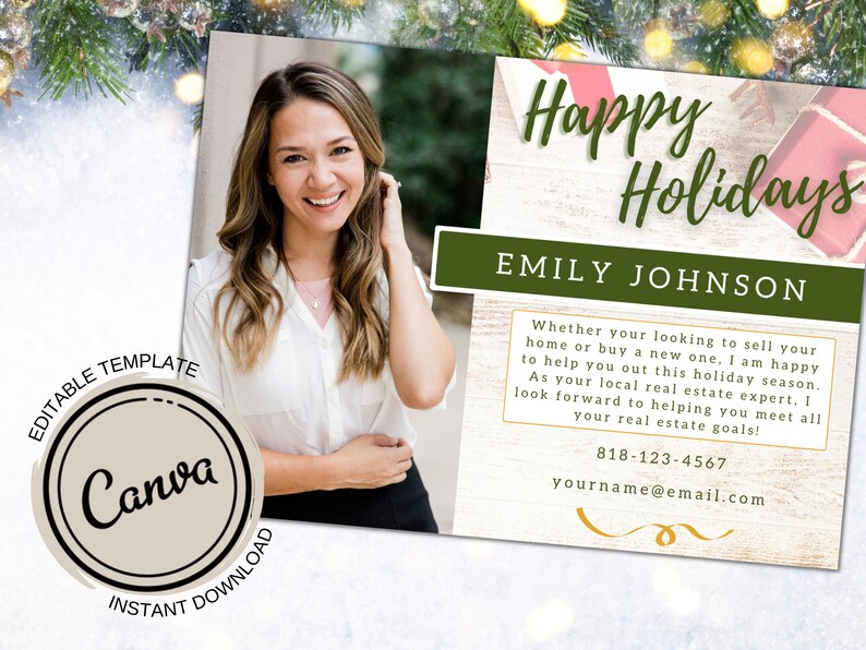Happy Holidays Real Estate Card | Realtor Holiday Postcard | Real ...