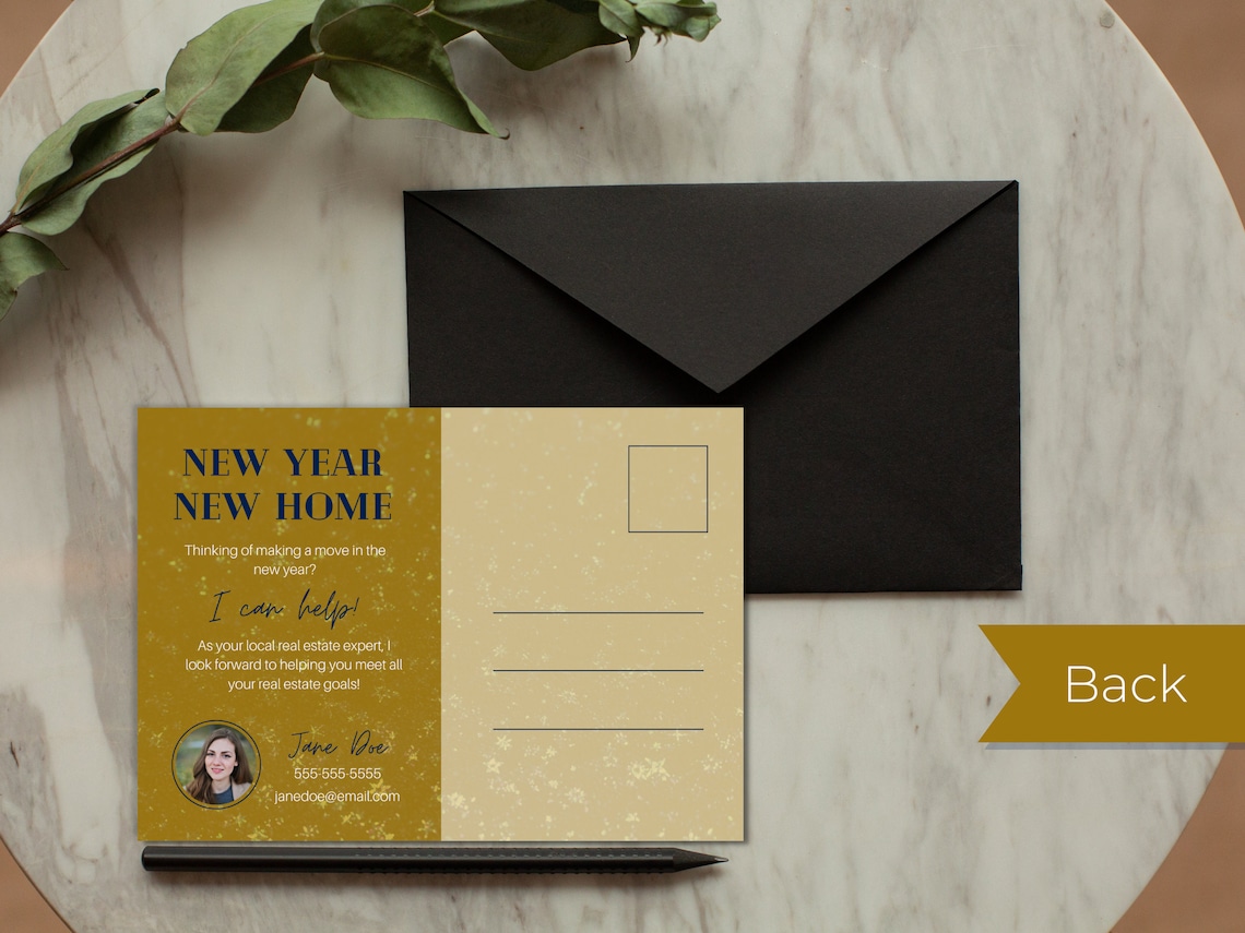 New Year Real Estate Postcard Gold Realtor Holiday Card - Etsy
