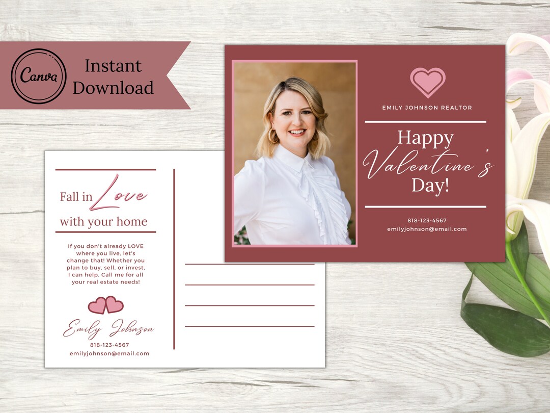 Valentine's Day Real Estate Postcard | Realtor Marketing (canva ...