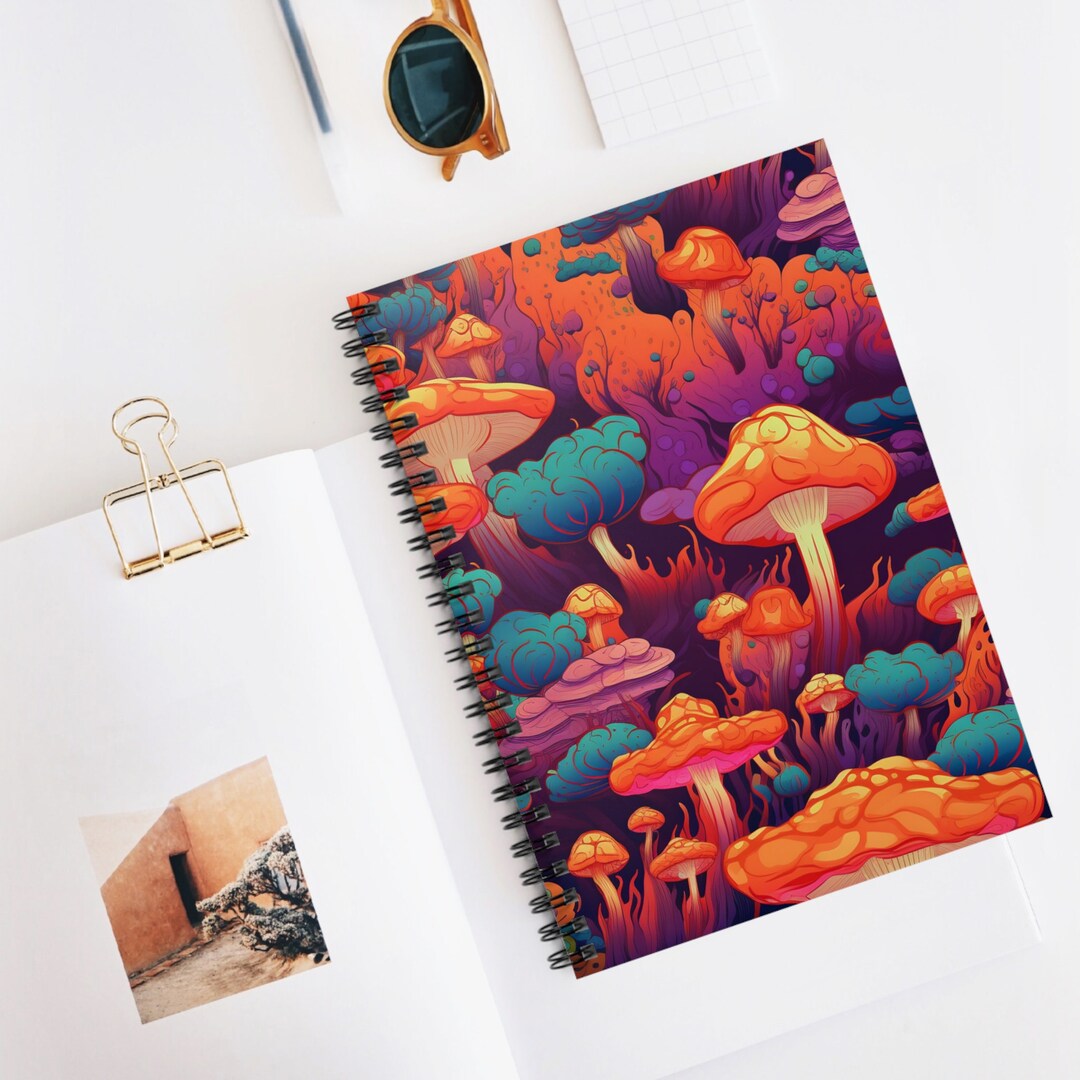 Mystical Musings: Trippy Mushroom Spiral Notebook for Mindful - Etsy