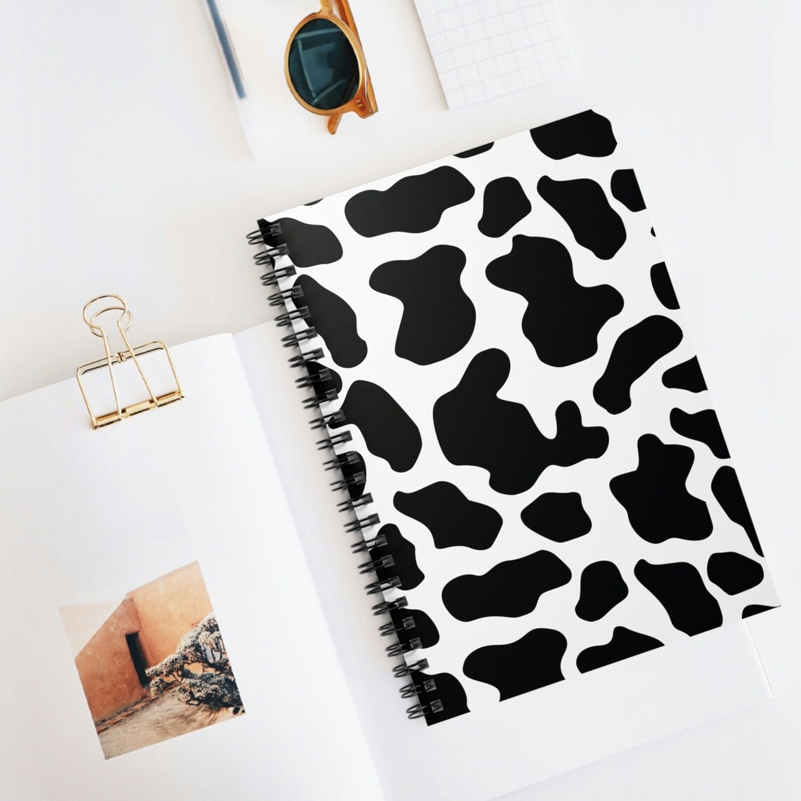 Cow Print Pattern Black Spiral School Office Notebook | Ruled Line ...