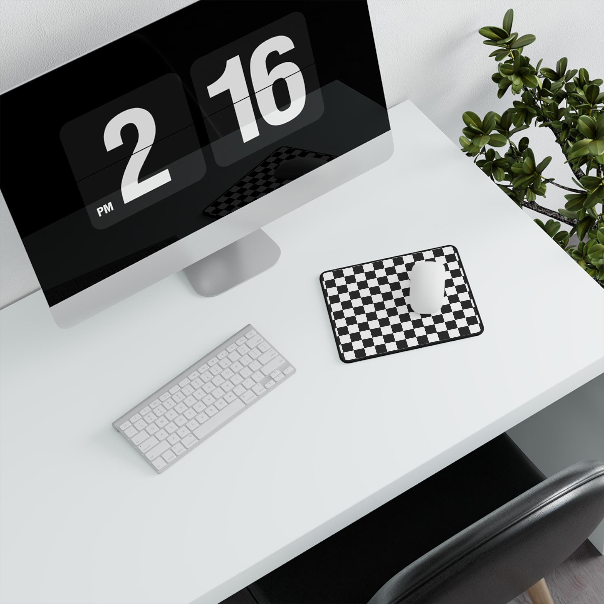 Checkered Black White Gaming Mouse Pad, Nonslip Base, Desk Accessory ...