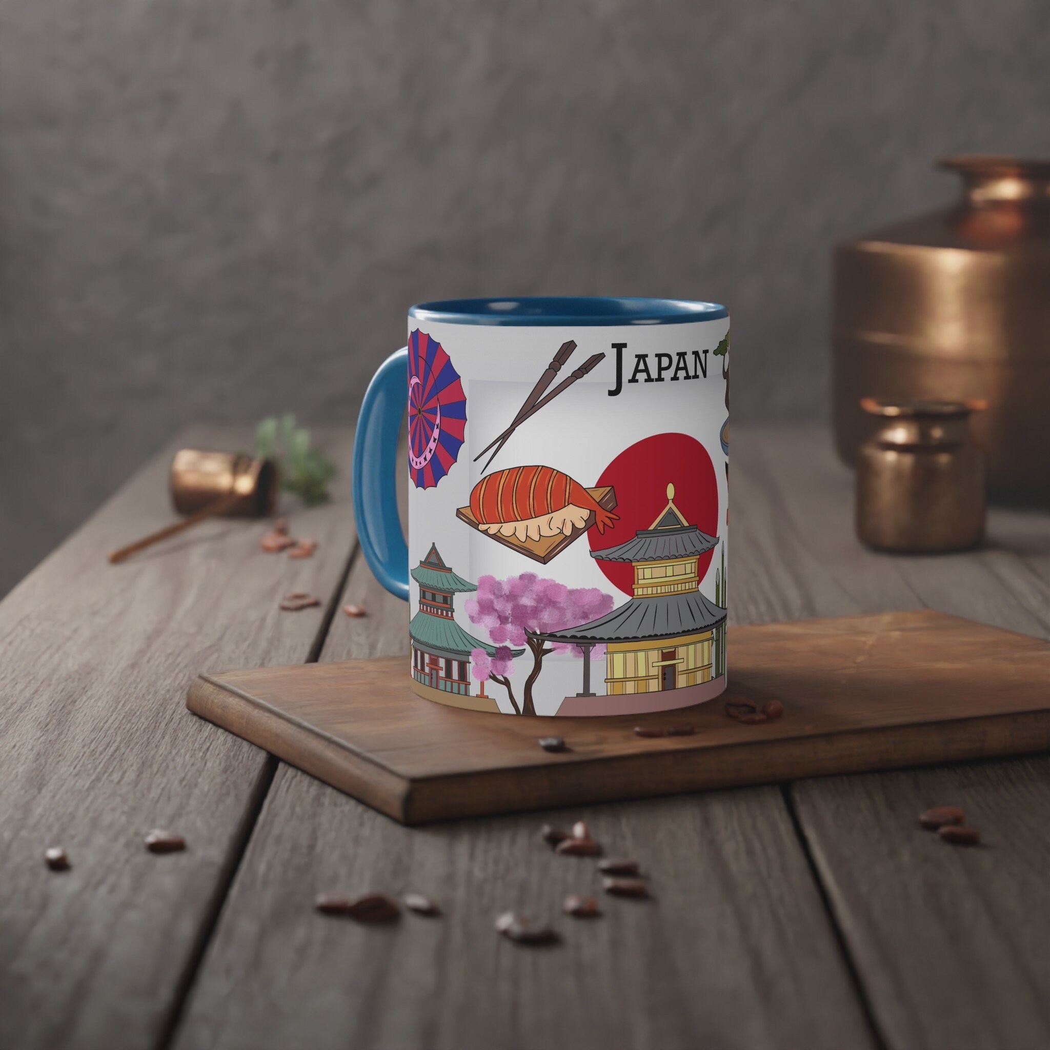 Japanese Mug, Japan-inspired Mug, Japanese Culture, Travel, Desk Mug ...