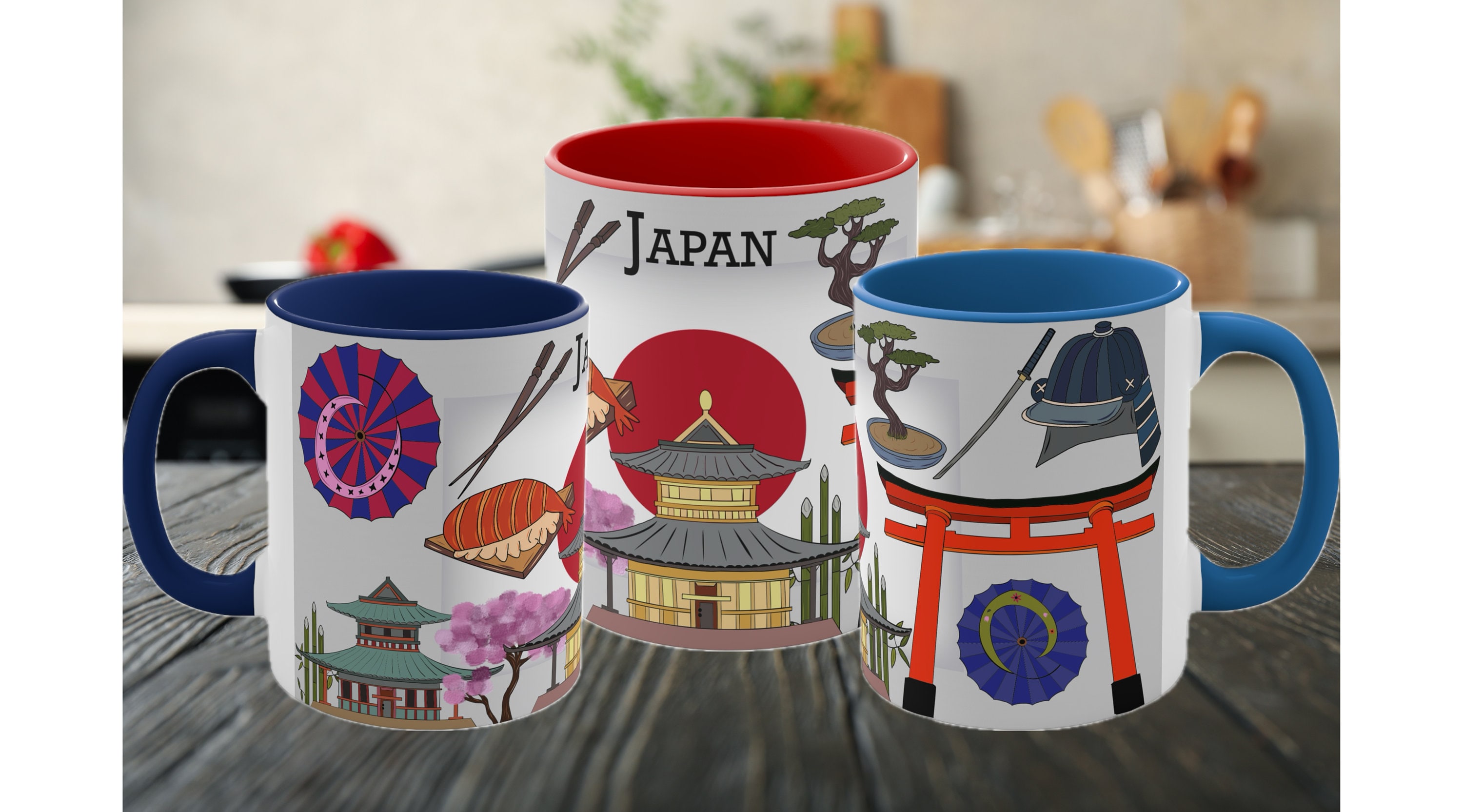 Japanese Mug, Japan-inspired Mug, Japanese Culture, Travel, Desk Mug ...