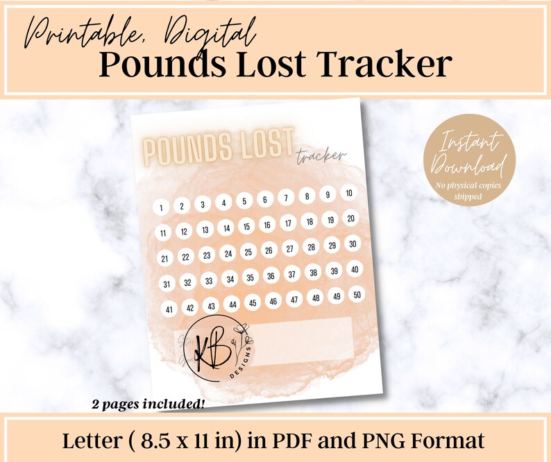 Printable, Digital Pounds Lost Tracker - Etsy