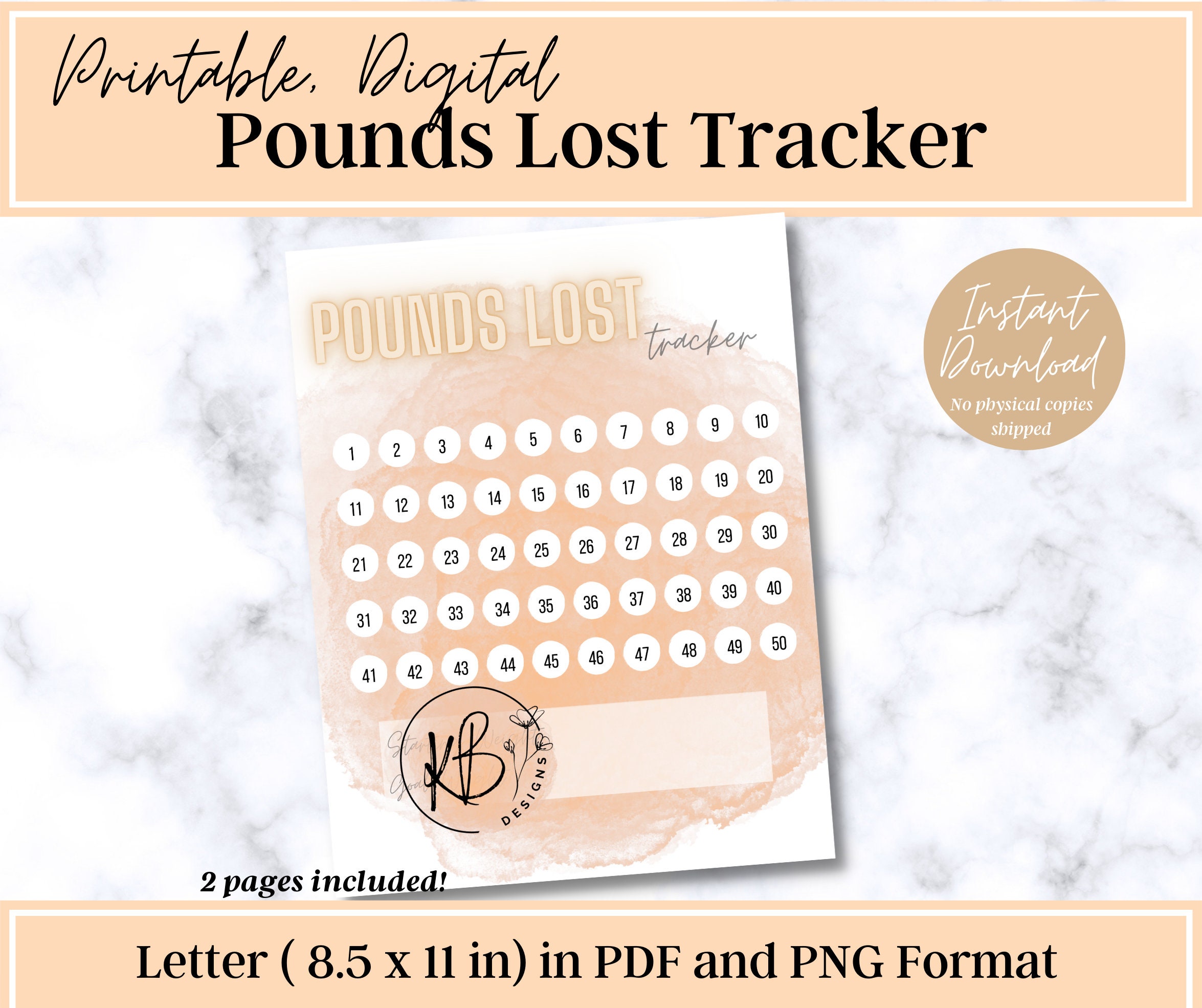 Printable, Digital Pounds Lost Tracker - Etsy