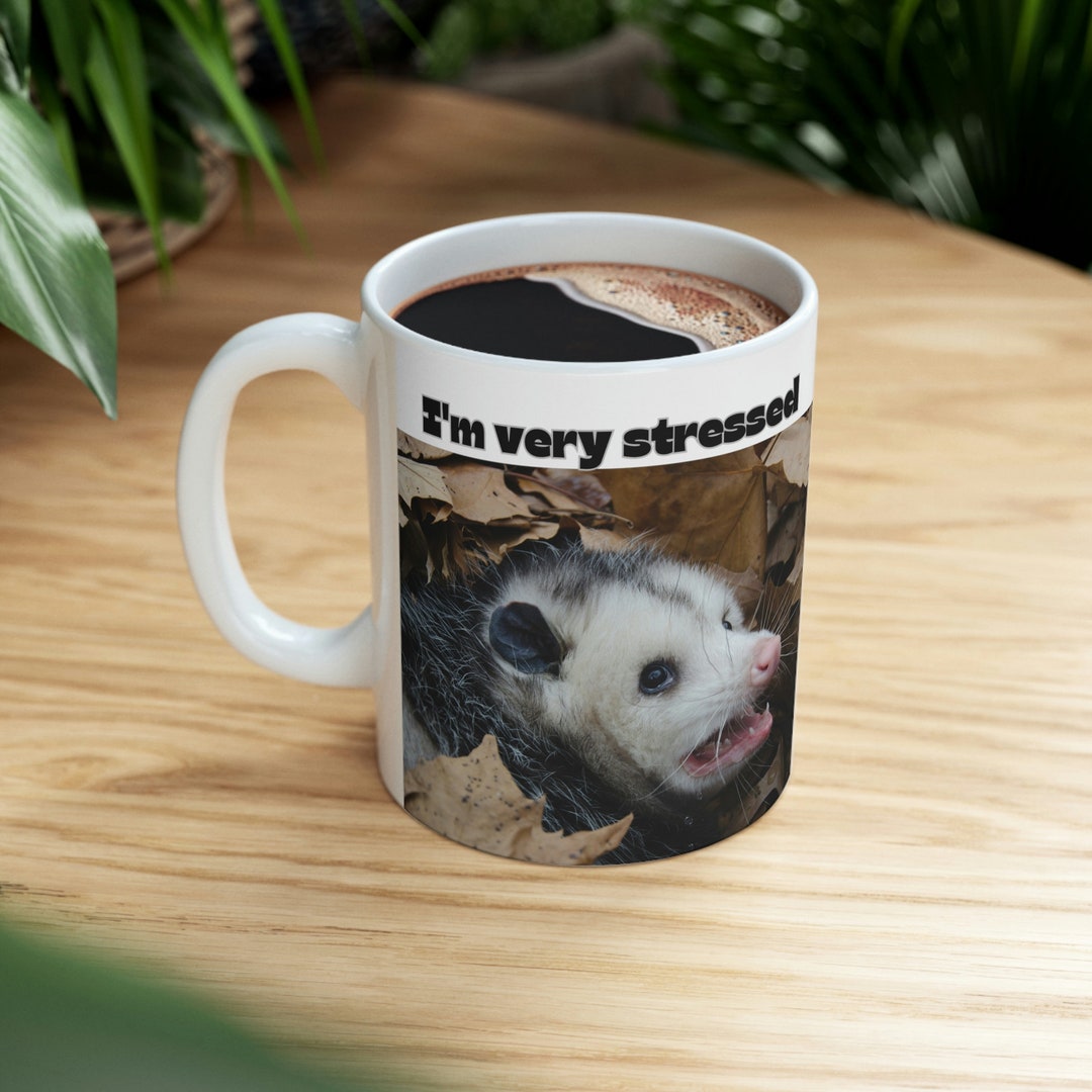 Stress Opossum, Possum Mug, Possum Gift, Opossum Mug, Funny Ceramic Mug ...