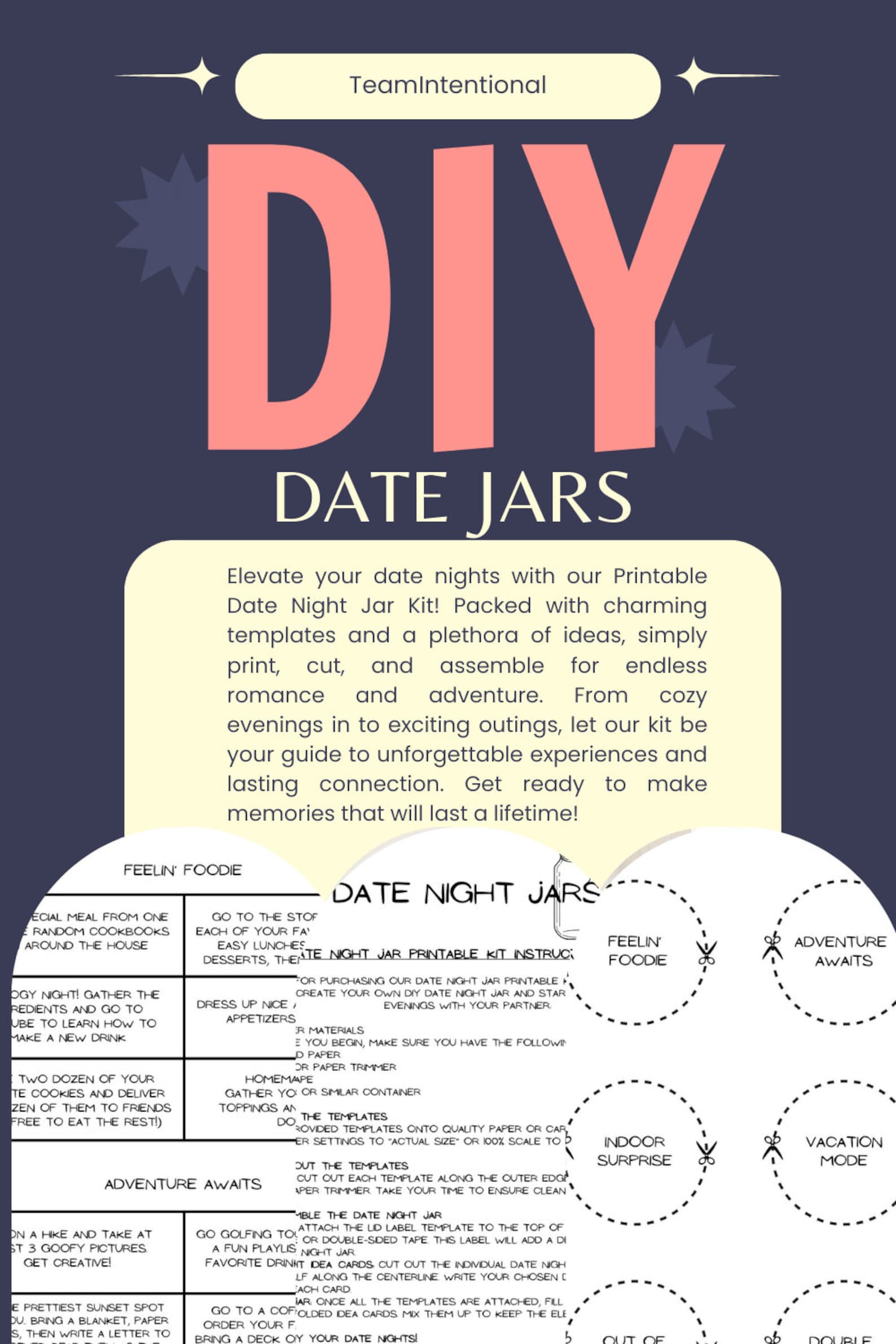 Printable Date Night Jar Kit: DIY Romantic Date Ideas | Instant ...