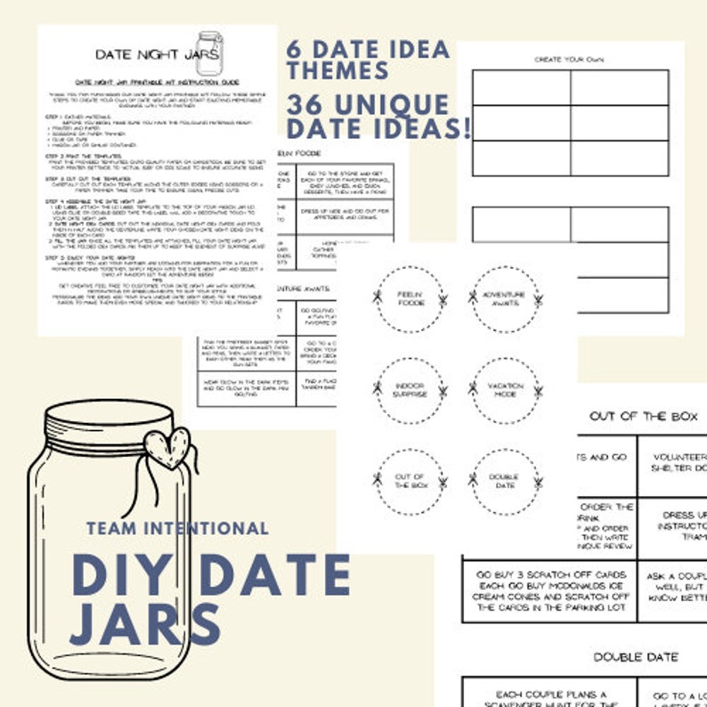 Printable Date Night Jar Kit: DIY Romantic Date Ideas | Instant ...