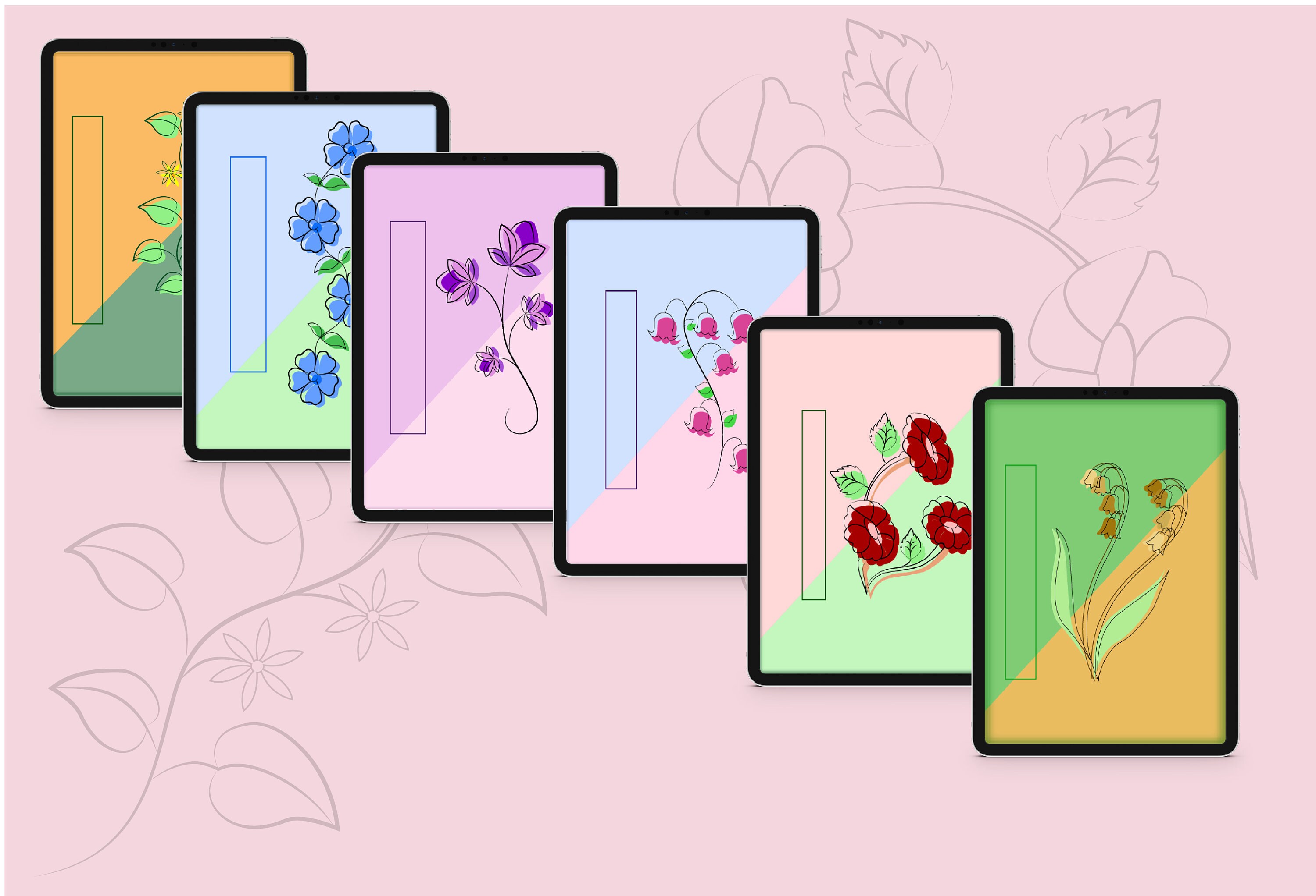 Digital Flower Notebook Covers | Goodnotes Covers| 6 Digital Flowers ...