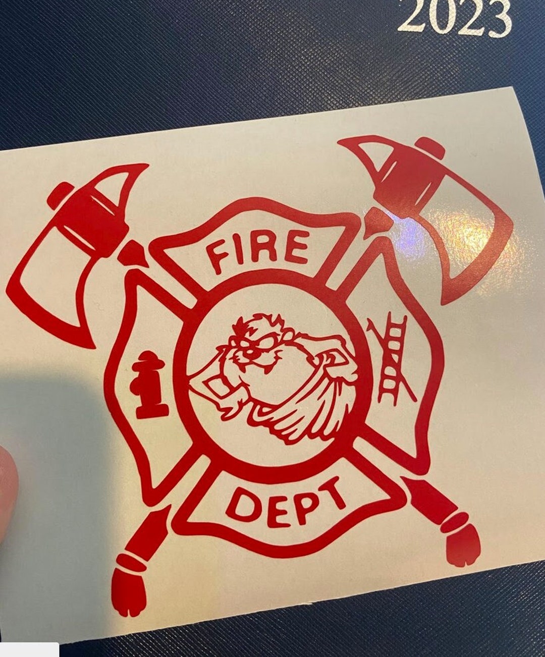 Tasmanian Devil Cartoon - Fire Department Emblem Vinyl Sticker - Etsy