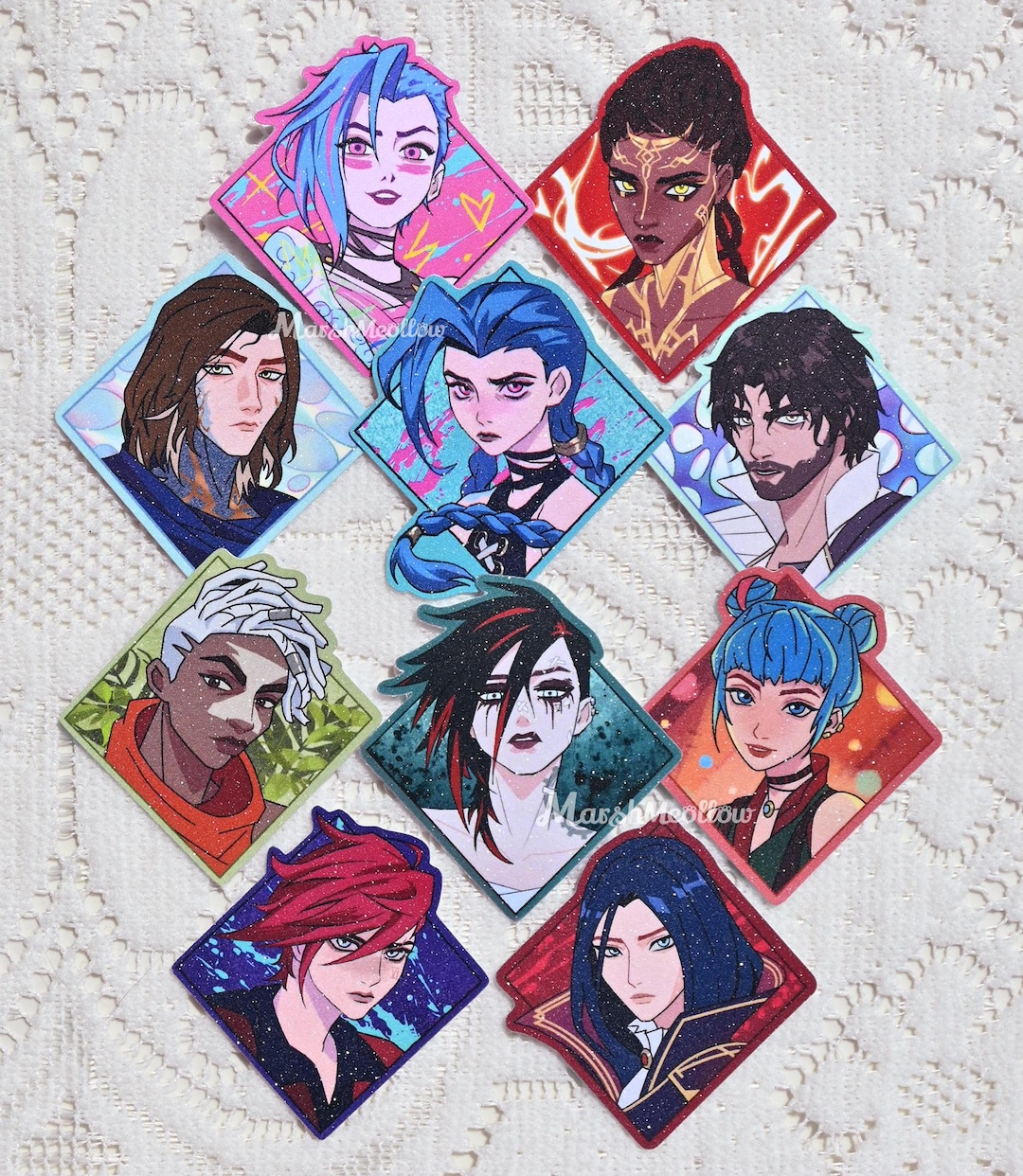 Arcane Character Stickers - Jinx Caitvi Viktor Ekko Matte Glitter ...