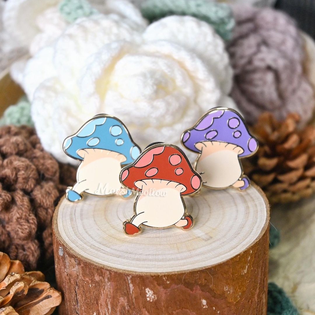 Walking Mushroom Enamel Pin - Gold Hard Enamel Pin - Dunmeshi Pin ...