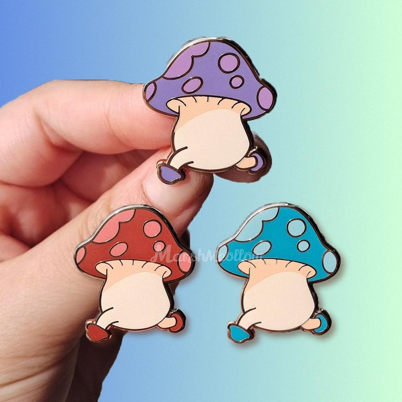 Walking Mushroom Enamel Pin - Gold Hard Enamel Pin - Dunmeshi Pin ...