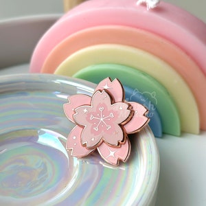 Sakura Spinning Hard Enamel Pin - Cherry Blossom - Kawaii Pins - Unique Gift Idea - Rose Gold ...