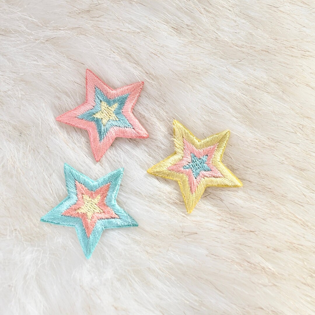 Y2K Star Iron on Patch Embroidered Patches Pastel Asthetic Pink/yellow ...