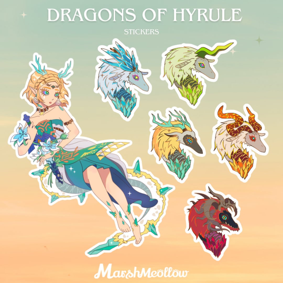 PREORDER Dragons of Hyrule Vinyl Stickers Totk Sticker Matte Glitter ...