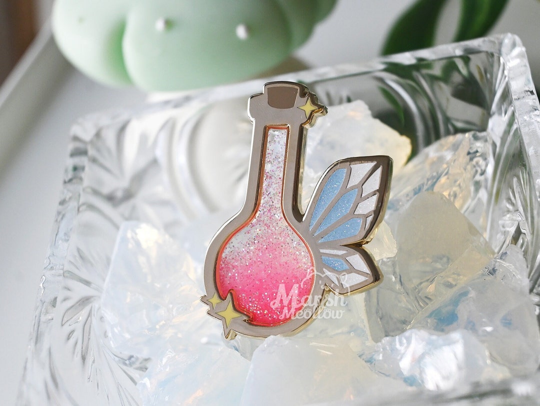 Fairy Potion Bottle Enamel Pin - Liquid Moving Glitter Pin - Sparkly ...