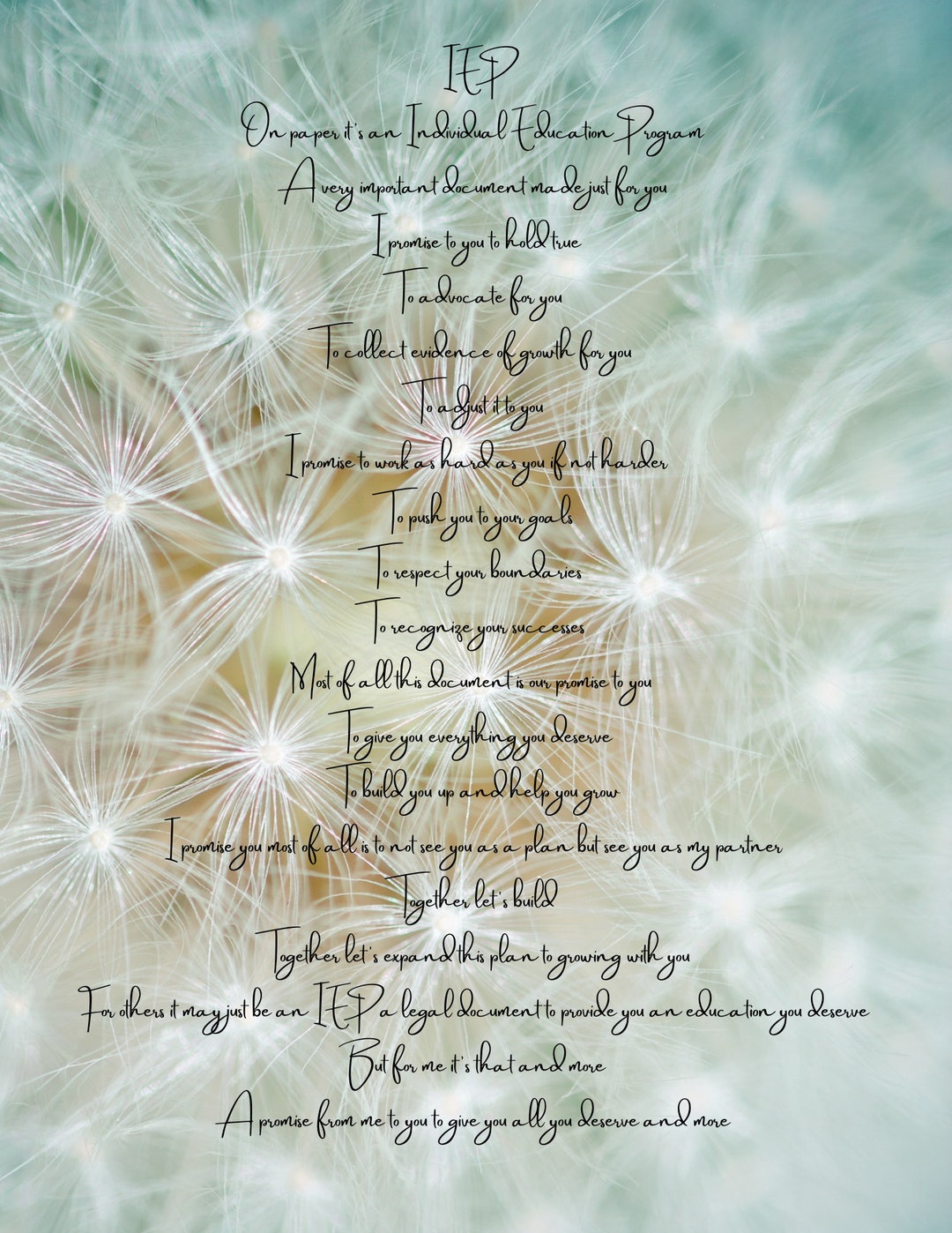 IEP Promise Letter - Etsy