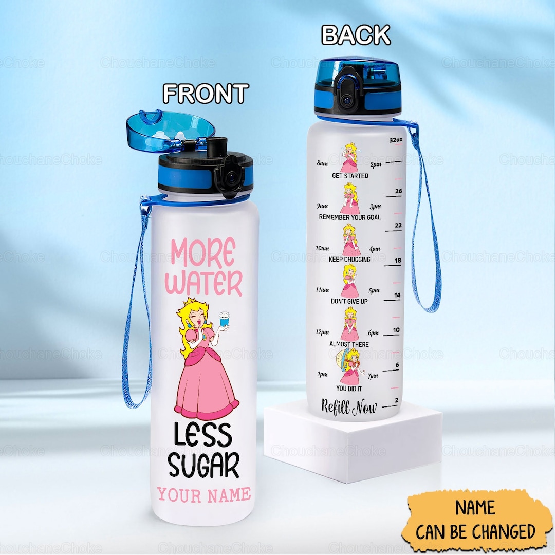 Princess Peach Water Tracker Bottle, Peach Water Bottle, Custom Peach ...