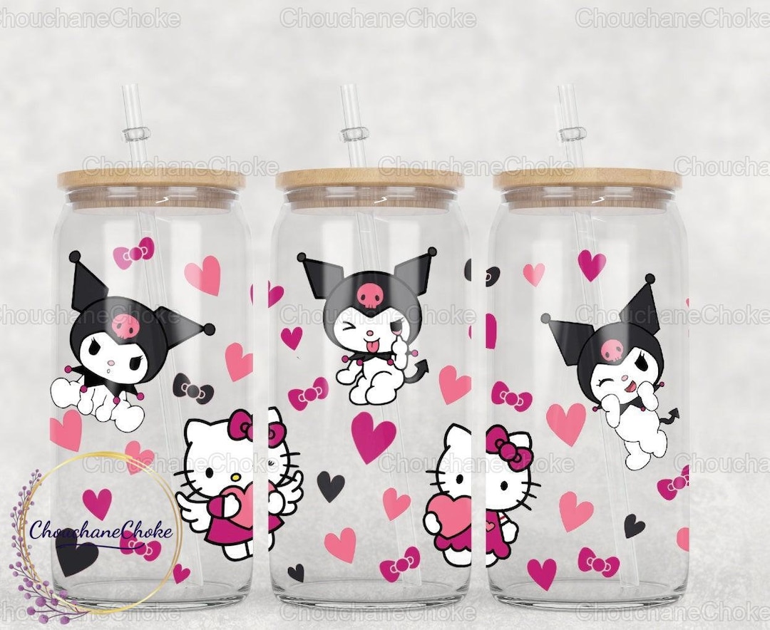 Hello Kitty Glass Can, Hello Kitty and My Melody Glass Can, Kitty Cat ...