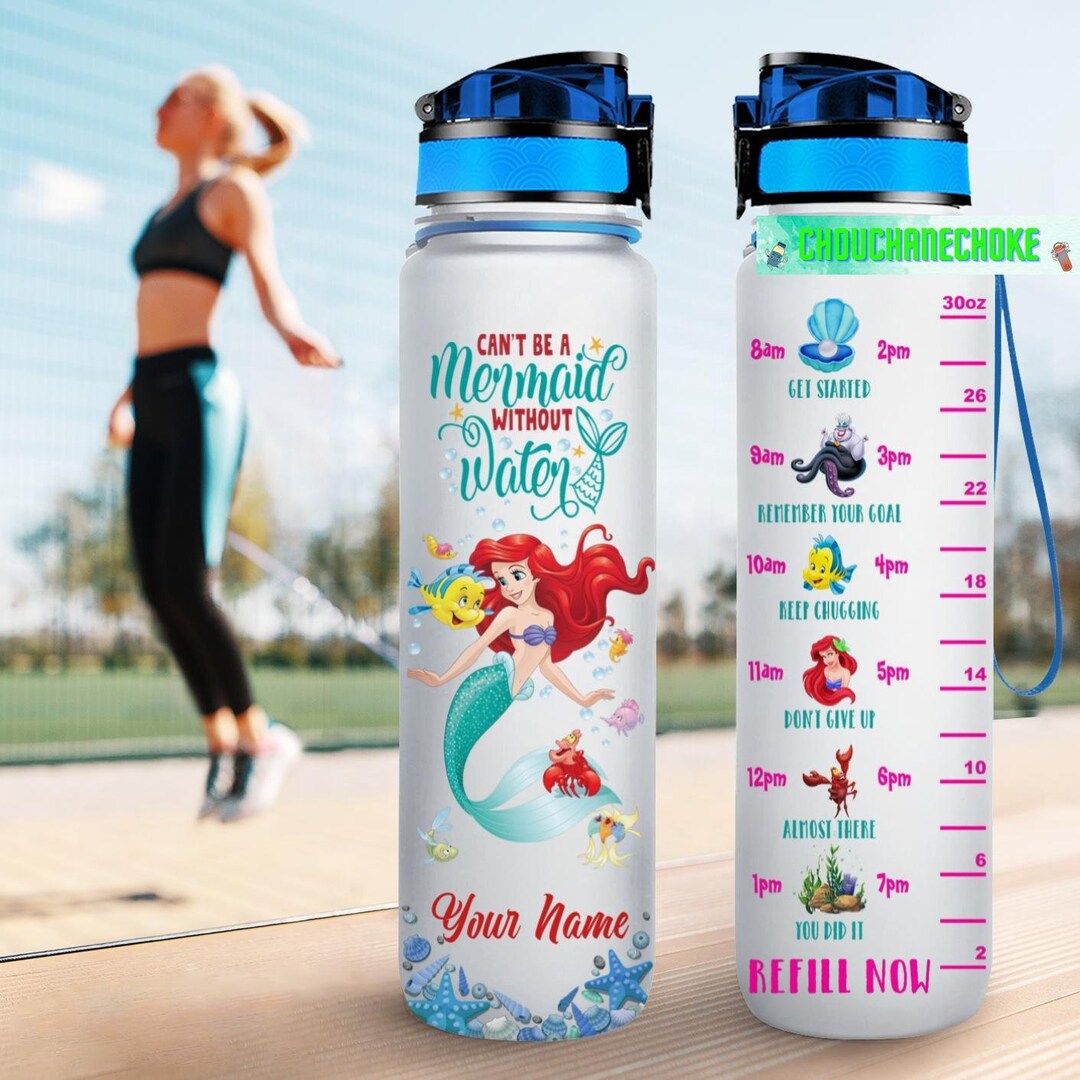 Ariel Water Track Bottle, Personalized Bottle, Little Mermaid Water ...