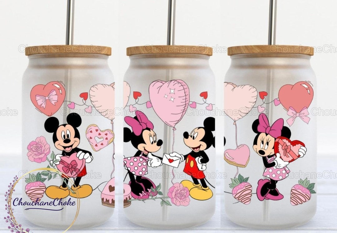 Mickey Minnie Glass Can, Disney Mickey Glass Can, Mickey Mouse Glass ...