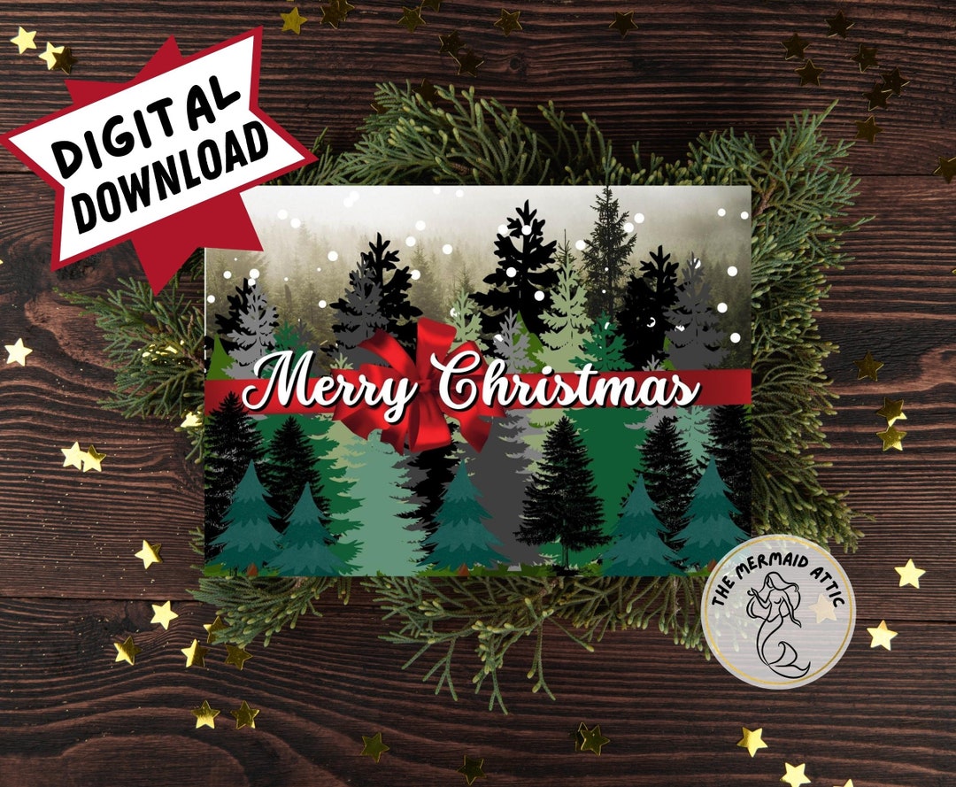 Merry Christmas Printable Card Instant Digital Download - Etsy