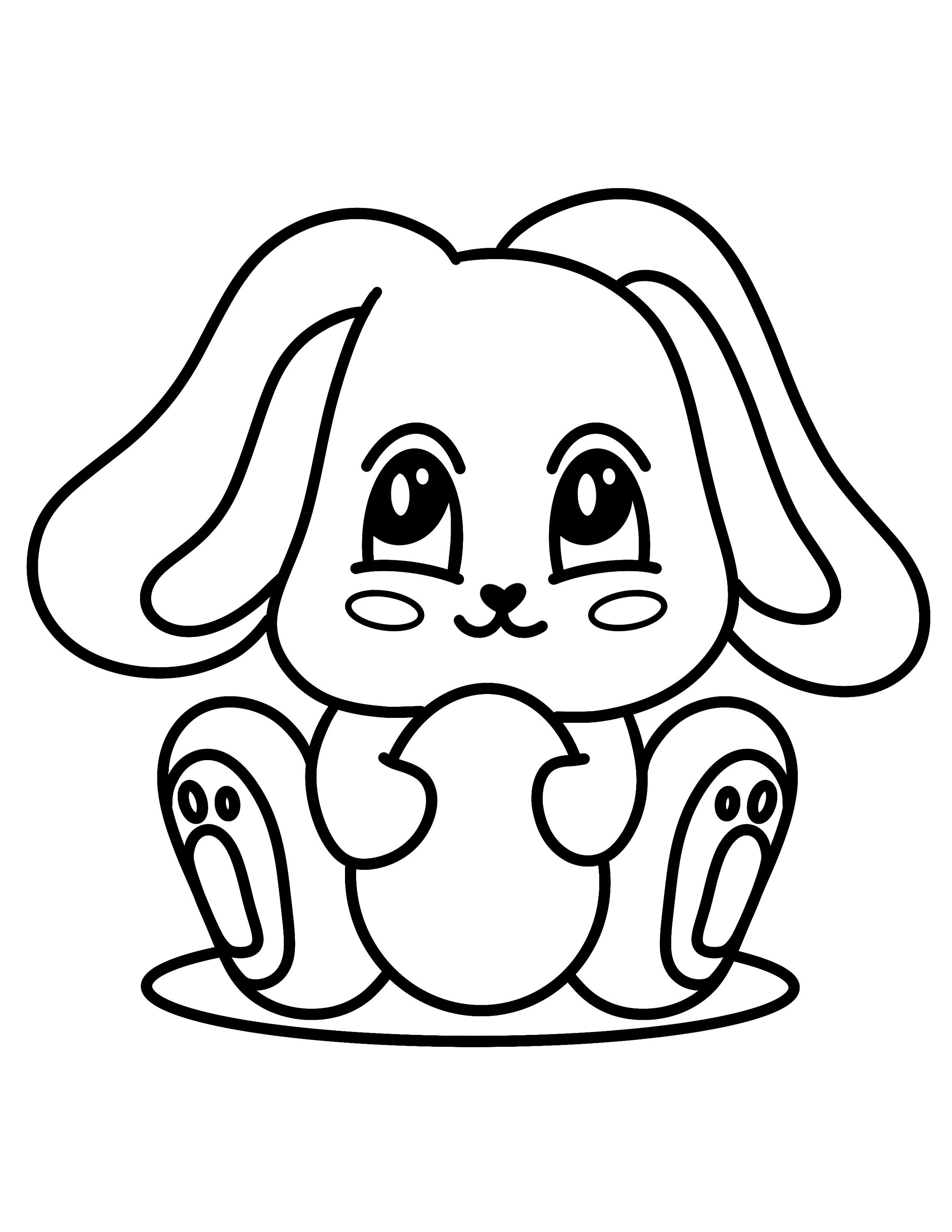 Easter Bunny Coloring Page Printable Digital Download Kids Fun Craft ...