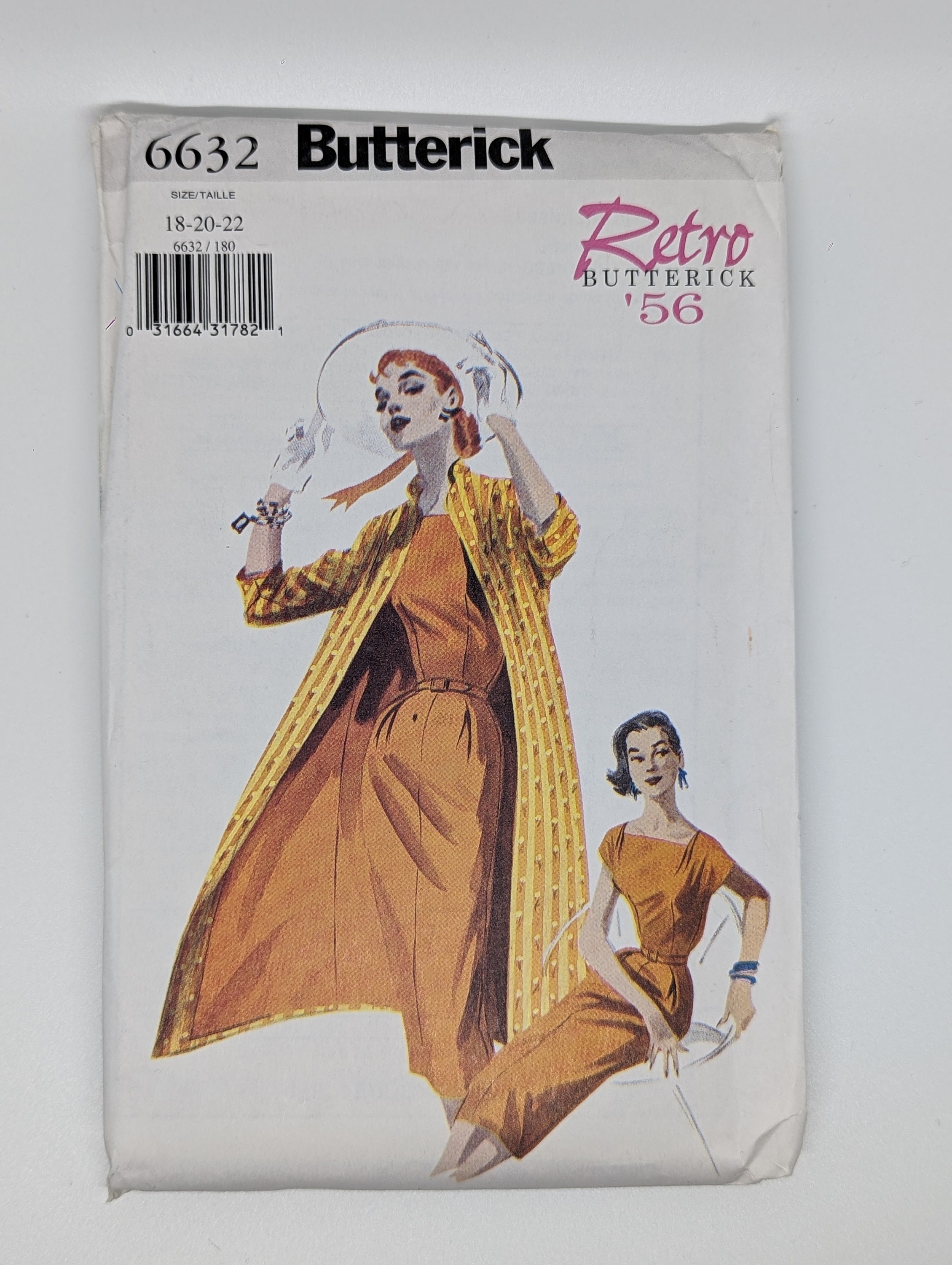 Vintage Butterick Retro Series Dress Pattern 6632 Plus Size 18-20-22 - Etsy