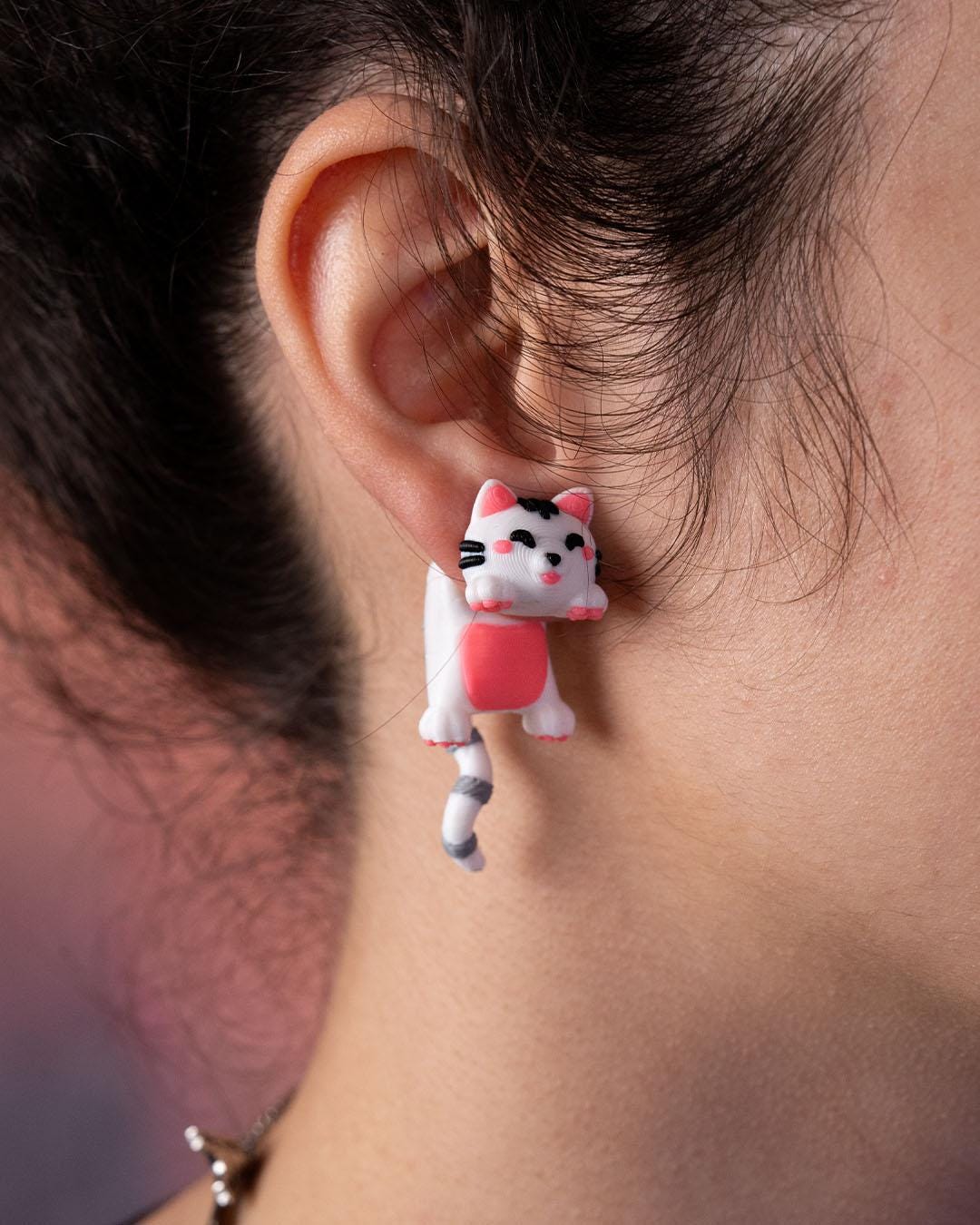 Cute Cat Earrings – 3D Printed Adorable Kitty Jewelry for Cat Lovers - Etsy