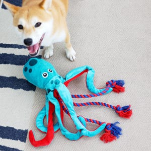 Handmade Octopus Dog Rope Toy: Squeaky Plush Chew Toy - Etsy