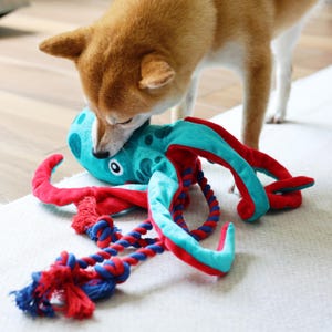 Handmade Octopus Dog Rope Toy: Squeaky Plush Chew Toy - Etsy