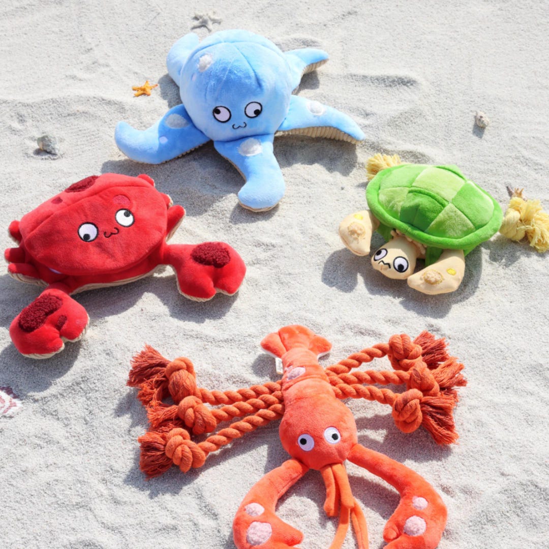 Ocean Dog Toys: Lobster Rope, Turtle Chew, Octopus Snuffle, Crab Hide ...