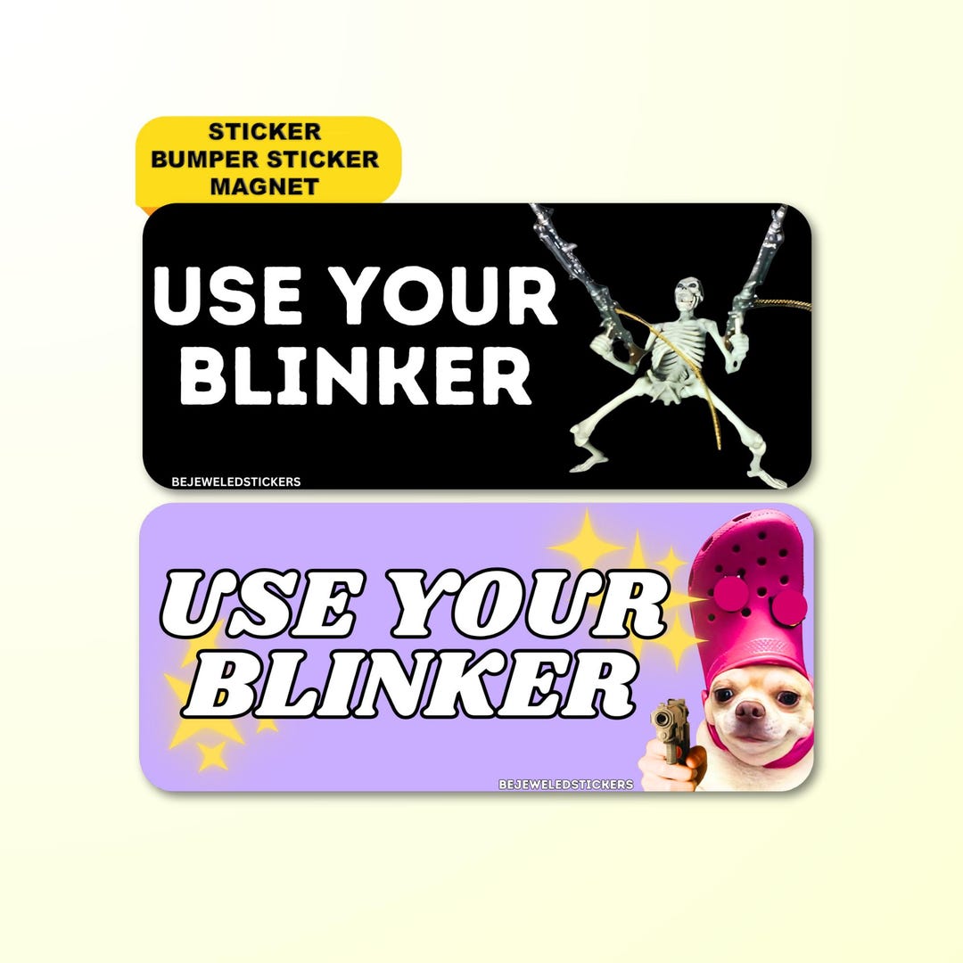 Use Your Blinker! Funny Gen Z Meme Sticker, Bumper Sticker, Car Magnet ...